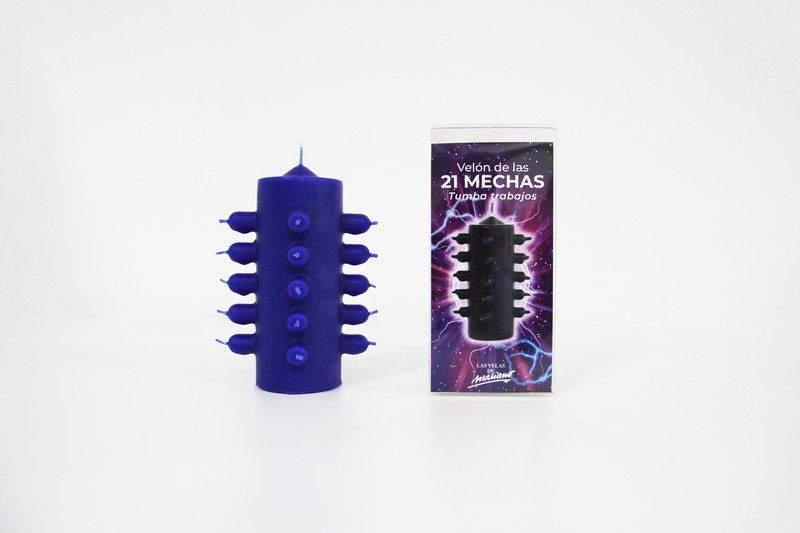 Velón 21 mechas Azul - Para bloqueos a nivel de salud y trabajos ...